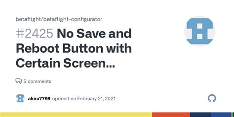 No Save And Reboot Button With Certain Screen Resolutions · Issue 2425 · Betaflightbetaflight