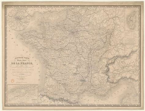 Nouvelle carte physique et routière de la France indiquant toutes les