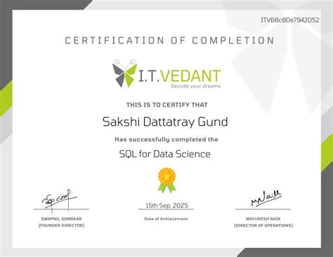 Sql Datascience Learning Certification Continuousgrowth Sakshi Gund