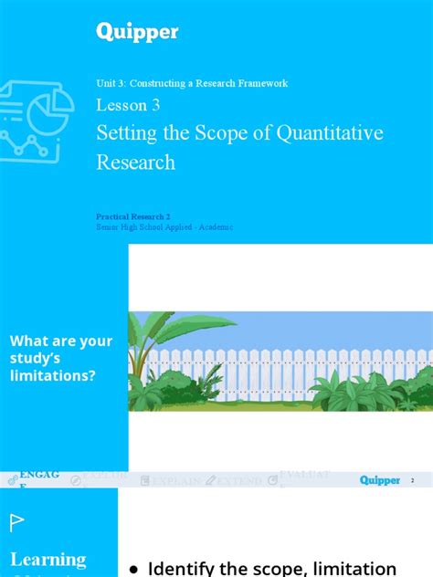 Lesson 3 Setting The Scope Of Quantitative Research Pdf Cognition Methodology
