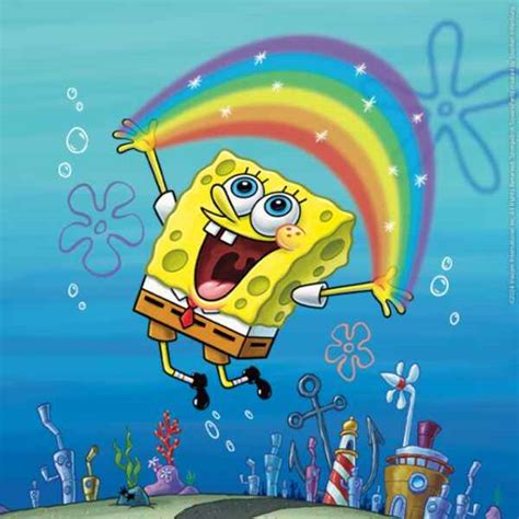 Spongebob Squarepants Rainbow Spongebob Holding A Rainbow