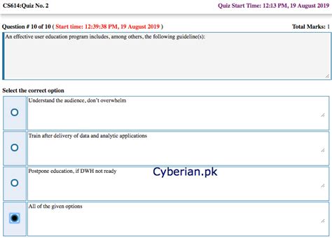 CS614 Quiz No 2 Solution And Discussion Cyberian Learn Smartly