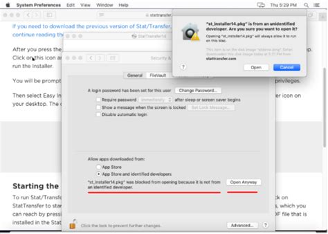 unknown developer message installing stat transfer on macos 10 15
