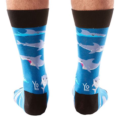 Mens Crew Socks Shark Attack Purple Leopard Boutique