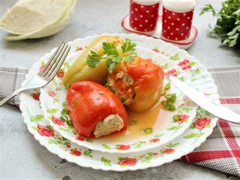 Перец, фаршированный мясом и капустой — рецепт с фото пошагово
