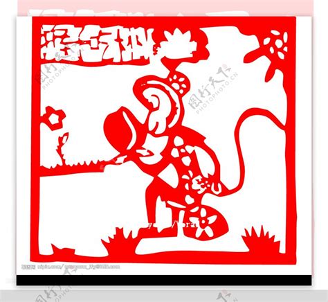 猴子吃桃图片素材 编号 图行天下