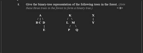 Solved Give The Binary Tree Representation Of The Following Chegg Com