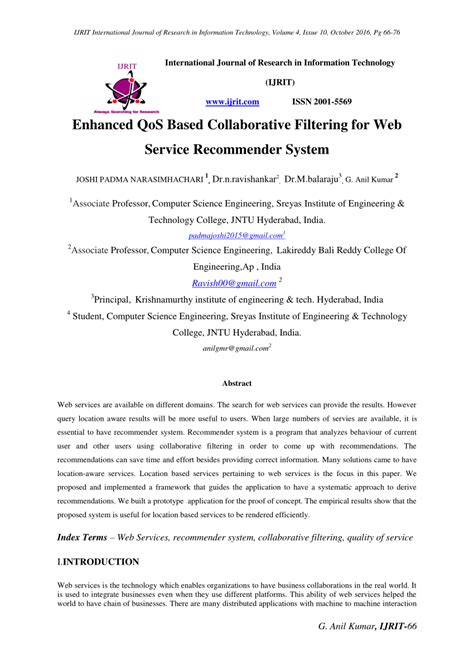 Pdf Enhanced Qos Based Collaborative Filtering For Web Service Recommender System
