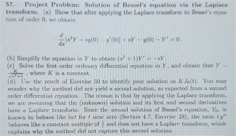 Solved Project Problem Solution Of Bessel S Equation Chegg