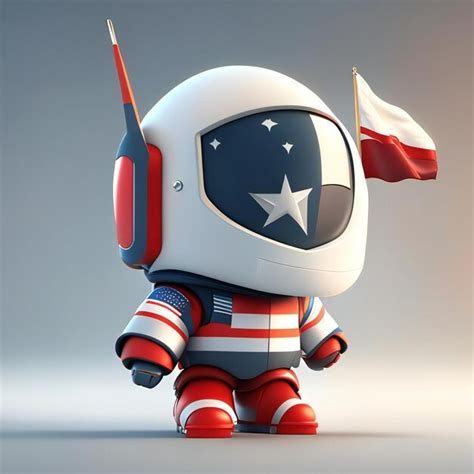 Premium Ai Image A Robot With A Helmet And A Flag On It