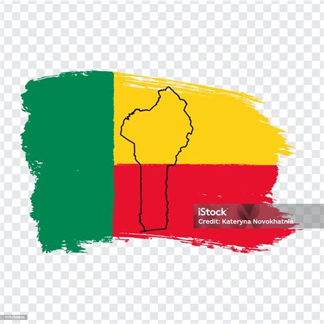 브러시 스트로크와 빈지도 베냉에서 베냉 의 국기 공화국 높은 품질의지도 베냉과 투명 배경에 플래그 아프리카 스톡 벡터입니다 벡터 일러스트 레이션 Eps10 0명에 대한 스톡