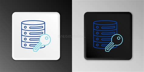 Line Server Security With Key Icon Isolated On Grey Background Security Safety Protection