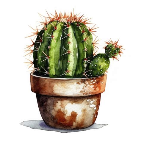 Premium AI Image A Painting Of A Cactus With A Red Spike On The Top