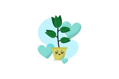 Kawaii Angry Expression Ornamental Plant Gráfico Por Infonatastudio
