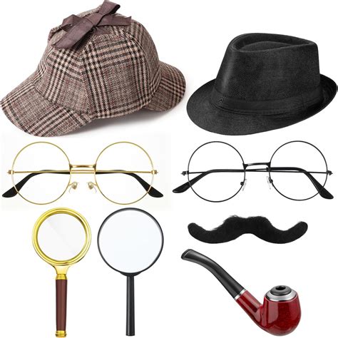 Jeyiour 8 Pcs Detective Costume Accessories For Boys Adults