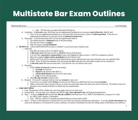 Mbe Multistate Bar Exam Civil Procedure Outline Mbe Preparation Law