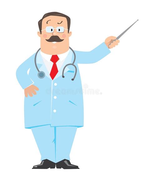 Funny Doctor Showing By Pointer Stock Vector Illustration Of