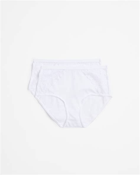 Australian Cotton Blend Cotton And Lace Full Briefs White Target