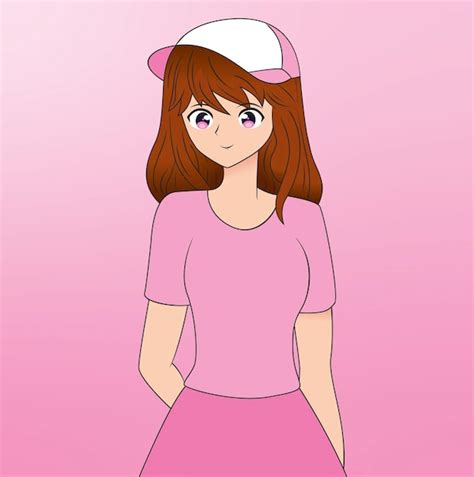 귀여운 애니메이션 핑크 뷰티 소녀 프리미엄 벡터