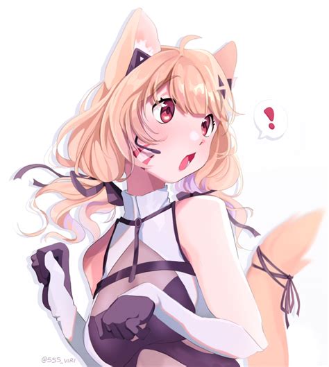 Rule 34 Blonde Hair Cat Ears Cat Tail Catgirl Face Markings Red Eyes