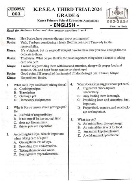 Jesma Grade 6 003 2024 Kepsea Questions And Answers