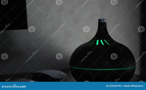 Workplace Humidifier Action Modern Luminous Humidifier On Desktop