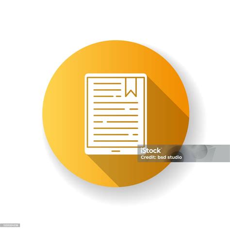 핸드 헬드 전자 리더 평면 디자인 긴 그림자 문말 아이콘 전자 책 전자 책 디지털 독서 터치 패드 태블릿 텍스트로 표시합니다