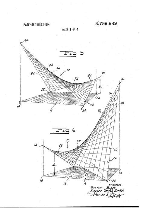 Patent Us3798849 Hyperbolic Paraboloid Roof Structure