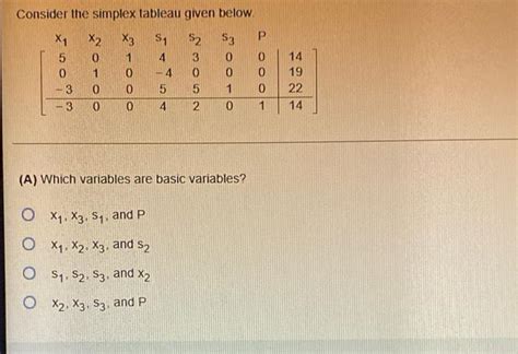 solved consider the simplex tableau given below x1 x2 p x3