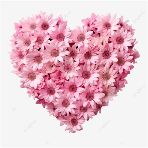 Flower Pink Heart Heart Valentines Love PNG Transparent Image And