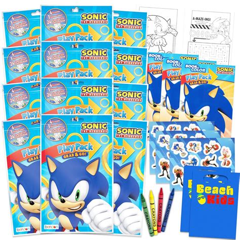 Sonic The Hedgehog Birthday Party Favors And Supplies Bundle 12 Sonic