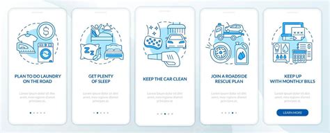 Blue Onboarding Mobile App Screen Road Trip Suggestions Vector Layout Clean Screen Png And