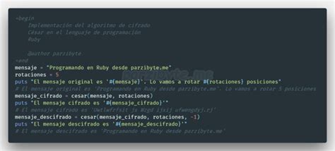 Algoritmo de cifrado César en Ruby Parzibyte s blog
