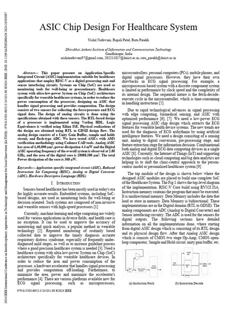 Asic Chip Design For Healthcare System Pdf System On A Chip