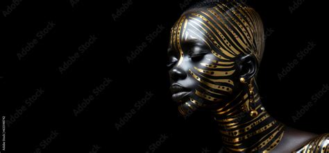 Fashionable Female Portrait With Golden Make Up On The Girls Face