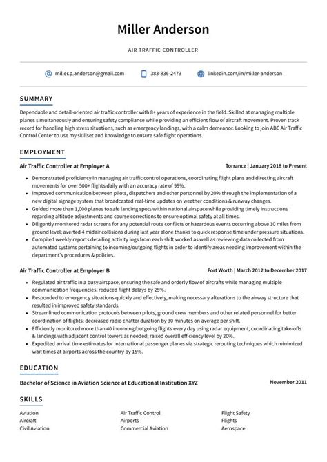 Air Traffic Controller Resume Letter Example Template Vrogue Co