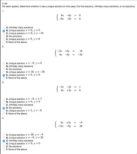Solved For Each System Determine Whether It Has A Unique