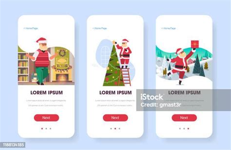 산타 클로스 카드 웹 페이지 메리 크리스마스 새해 축하 모바일 앱 화면 설정 수평 전체 길이 복사 공간 벡터에 대한 스톡 벡터 아트 및 기타 이미지 Istock