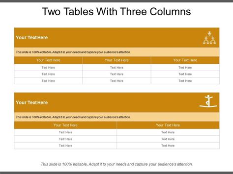 Two Tables With Three Columns Templates Powerpoint Slides Ppt