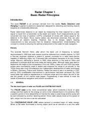 Understanding Basic Radar Principles For Detection And Tracking Course Hero