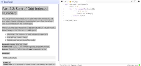 Solved E Description Part Sum Of Odd Indexed Chegg