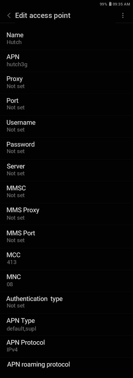Hutch Internet And Mms Settings Aluth