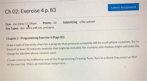 Solved Submit Assignment Ch 02 Exercise 4 P 83 Submitting
