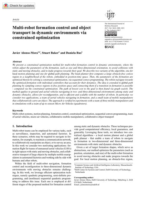 Pdf Multi Robot Formation Control And Object Transport In Dynamic