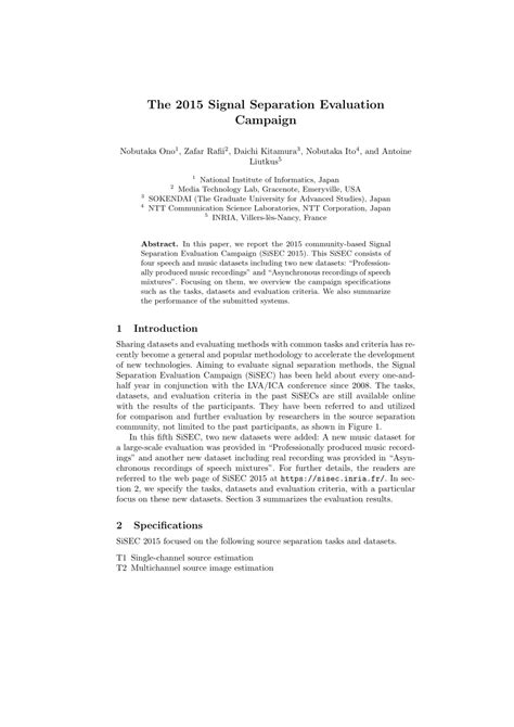 Pdf The 2015 Signal Separation Evaluation Campaign
