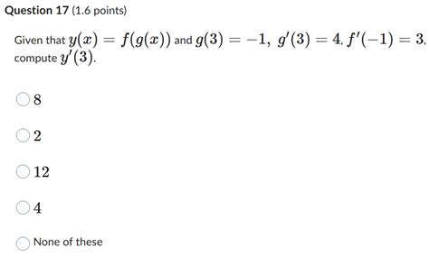 Solved Given That Yxfgx And G3−1g′34f′−13