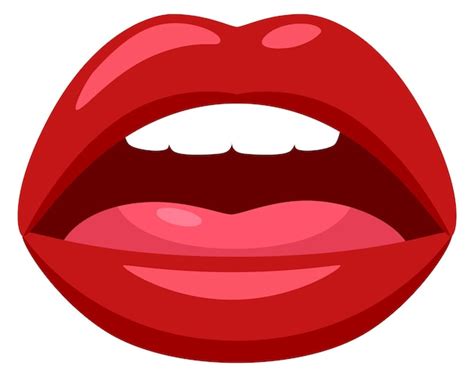 Icône De Lèvres Rouges Sexy Bouche Ouverte Femme Vecteur Premium