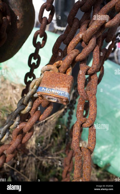 Rusty Chains And Padlock Stock Photo Alamy