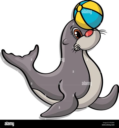 Cute Seal Playing With Ball Stock Vector Image And Art Alamy