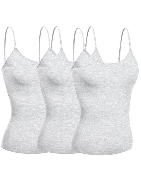 Basic Women Short Cami Built In Shelf Bra 3 Pk H Gray H Gray H